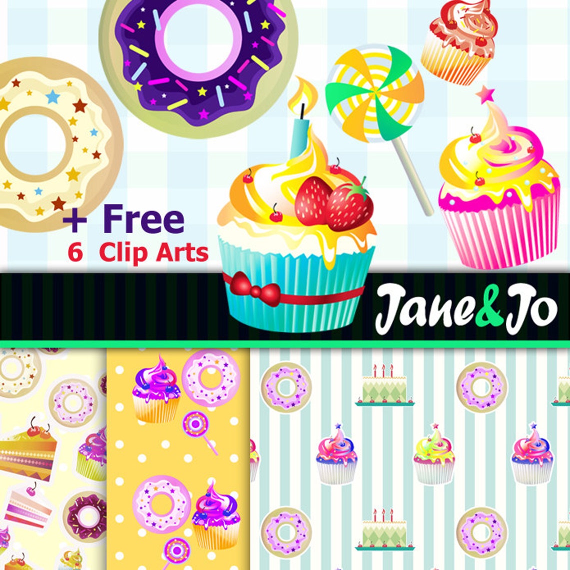 Cupcake Digital Paper,candy Digital Paper,rainbow Digital Paper,cupcake ...