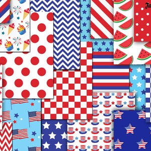 4th of July Digital Papers,independence Day Digital Papers Fourth of ...