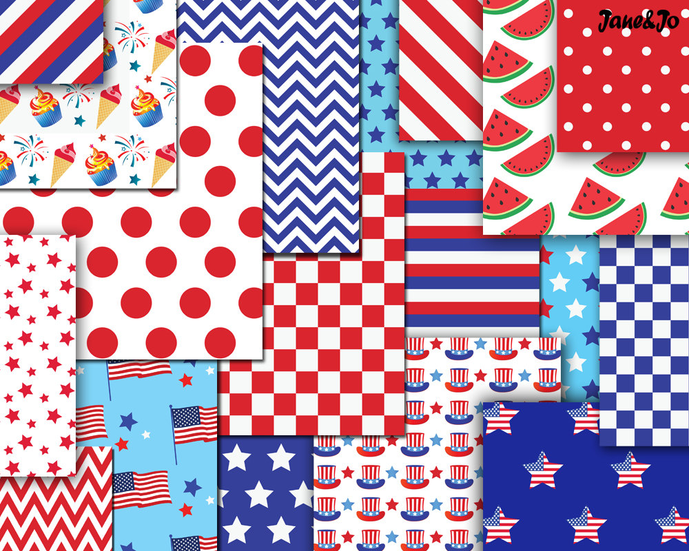 4th of July Digital Papers,independence Day Digital Papers Fourth of ...