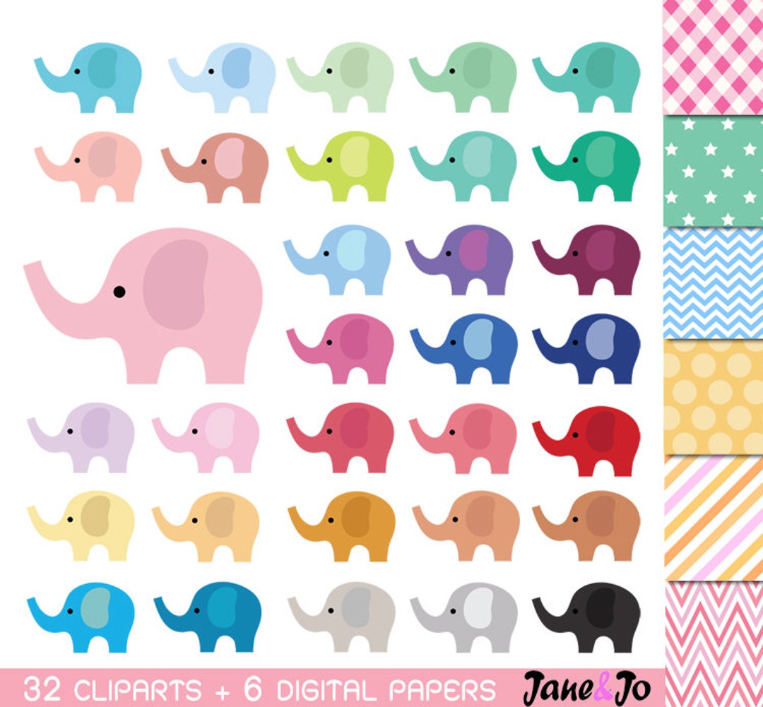 32 Elephant Clipart ,pastel Elephant Clipart Cute Elephants Clip Art ...