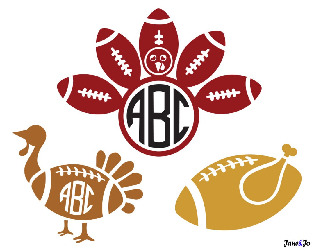 Football Turkey Svg,turkey Monogram Svg,turkey Svg,thanksgiving Svg ...