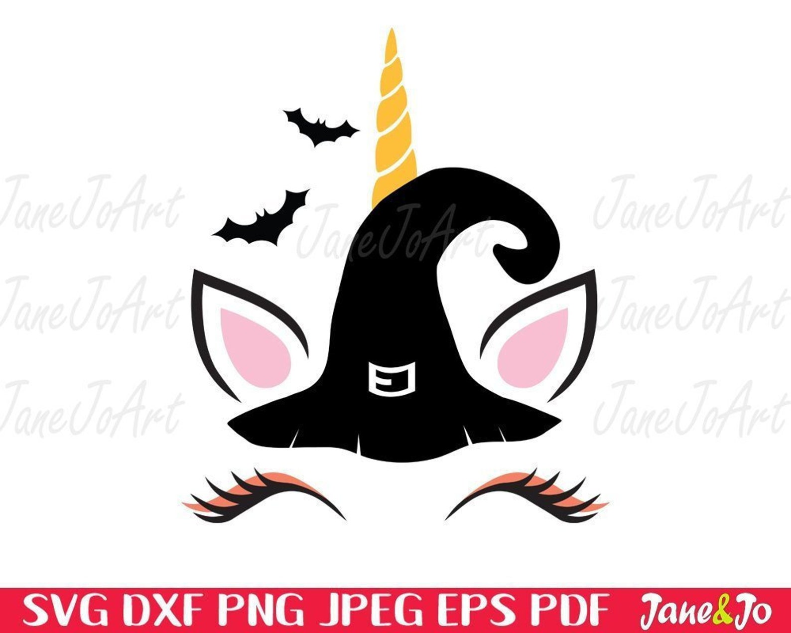 Halloween Unicorn Svghalloween Svgunicorn Witch Facecricut | Etsy