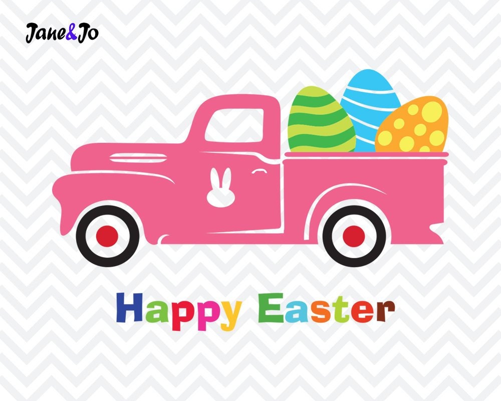 Easter Truck Svghappy Easter Svgsilhouette Cut Files Easter | Etsy