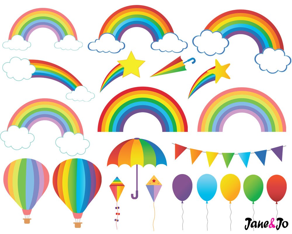 60 Rainbow Clipartdigital Rainbow Clip Artcloud Clipartsky - Etsy