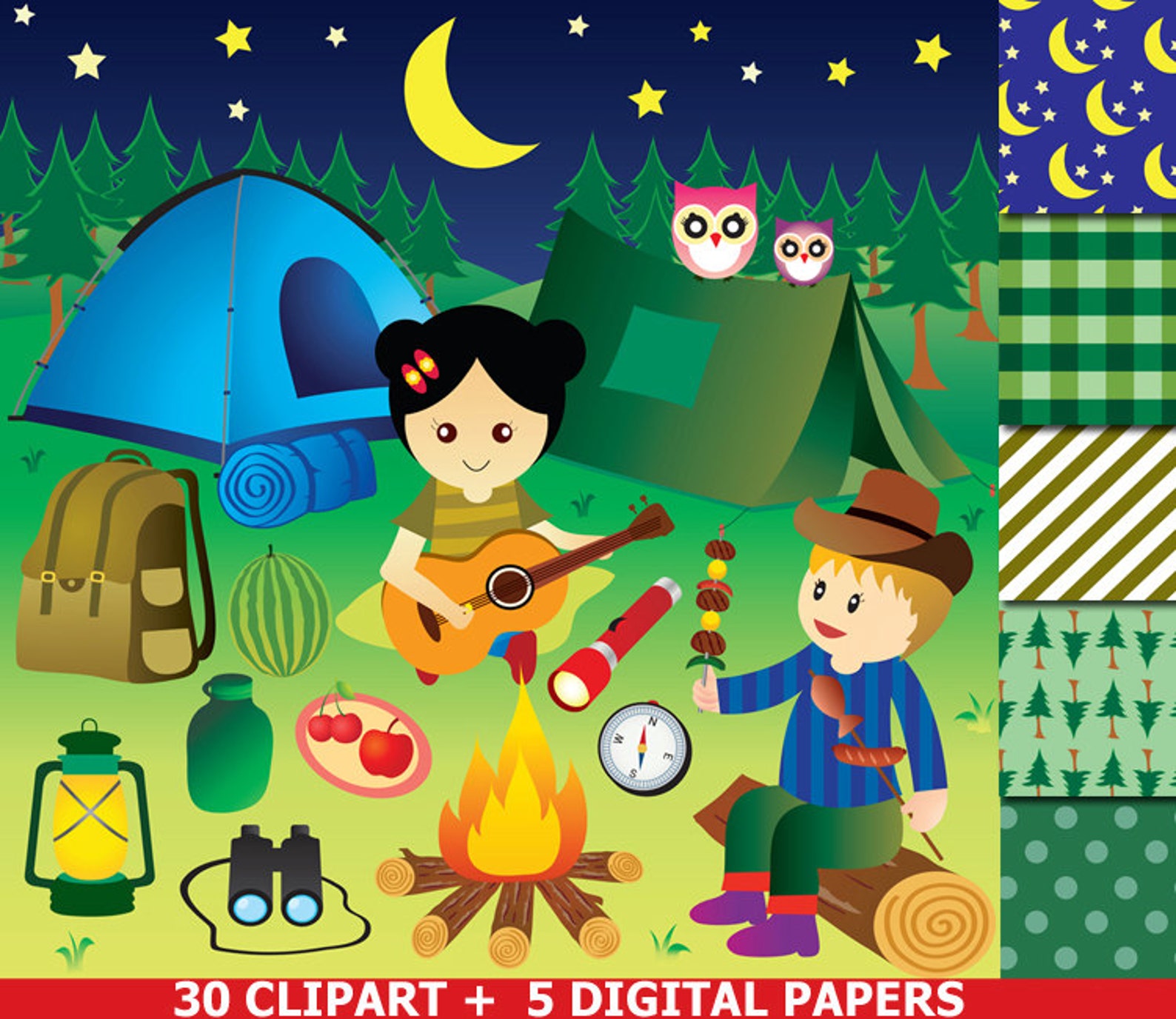 Camping Clipart , Camping Party Clipart ,glamping Camp Clip Art, Camp ...