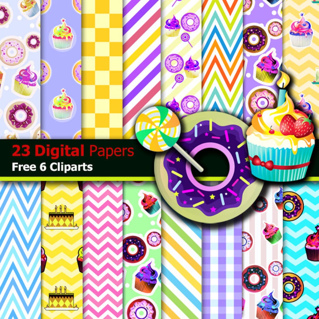 Cupcake Digital Paper,candy Digital Paper,rainbow Digital Paper,cupcake ...