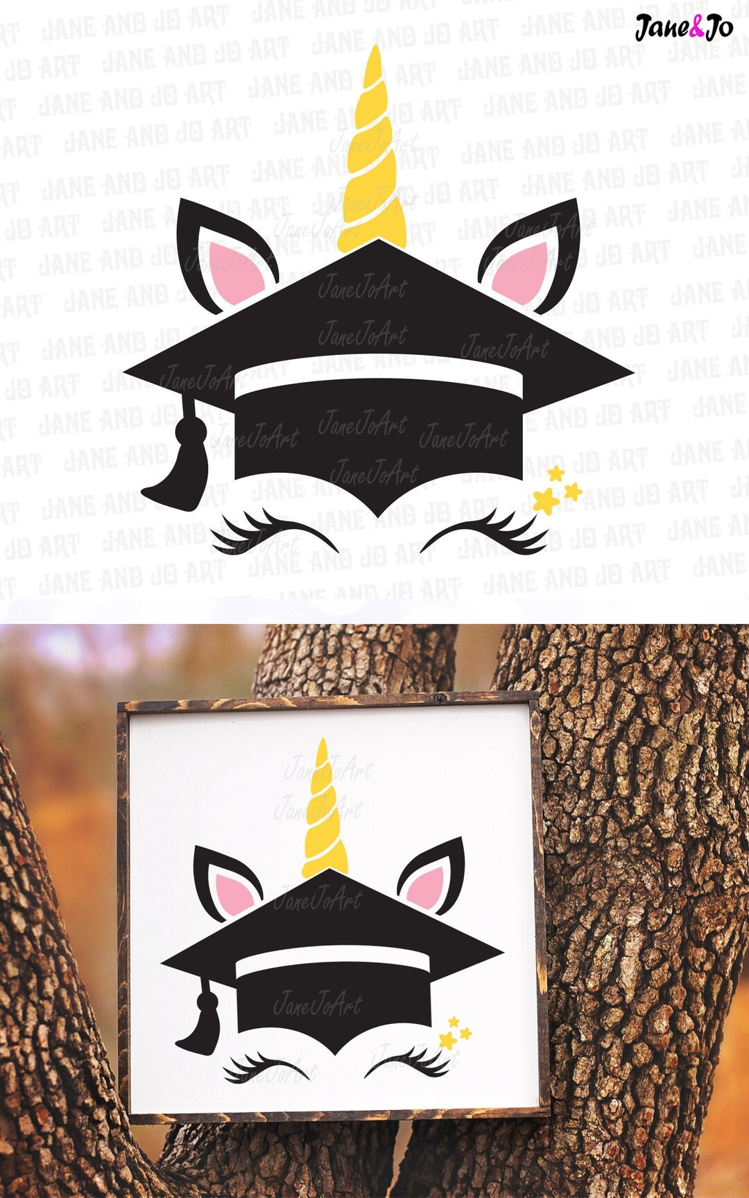 Graduation Unicorn SVG, Unicorn Svg, Unicorn Eyelashes, Cut File for ...