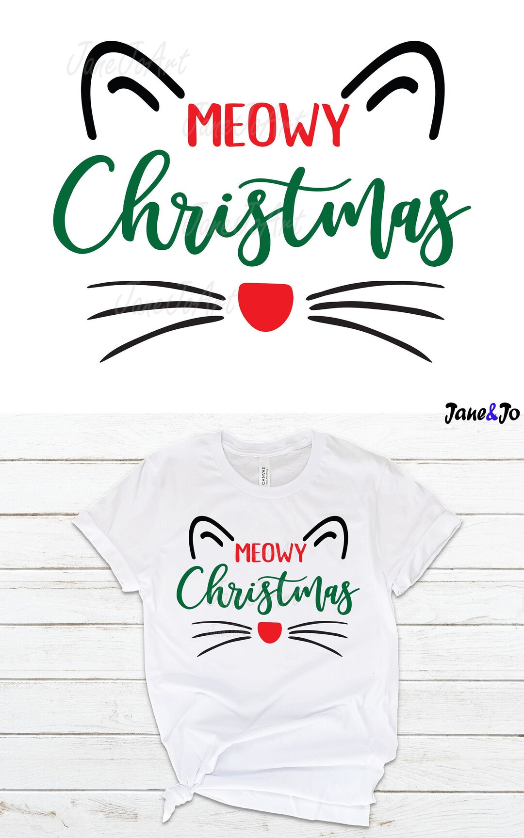 Meowy Christmas SVG, Cat Christmas SVG, Meowy Catmas,cutting File, Cat ...
