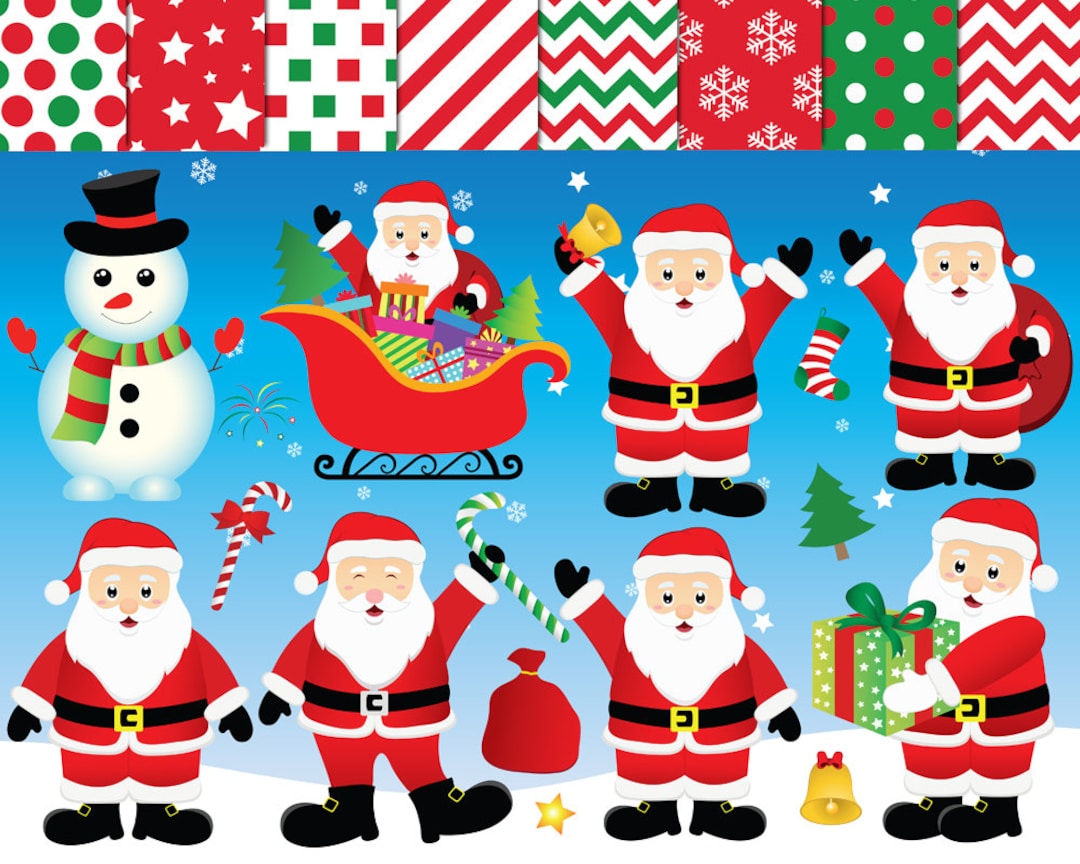 Santa Clipart,santa Claus Clipart,santa Digital Paper,xmas Clipart ...