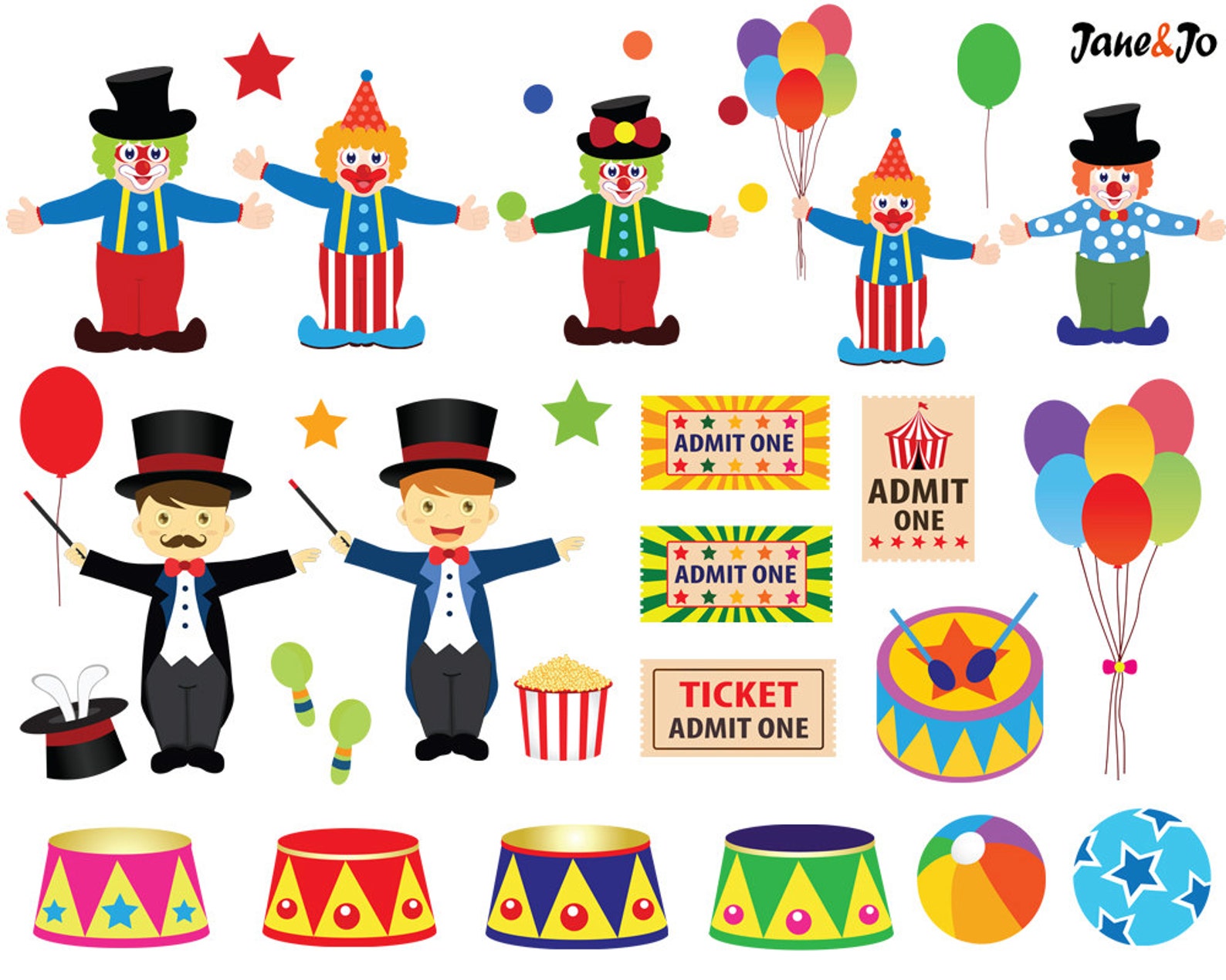 56 Circus Clipart , Circus Clip Art ,clowns Clipart , Circus Printable ...