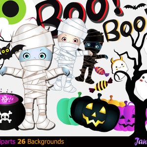 69 Halloween Cliparts 26 Backgrounds,halloween Digital Clipart ...