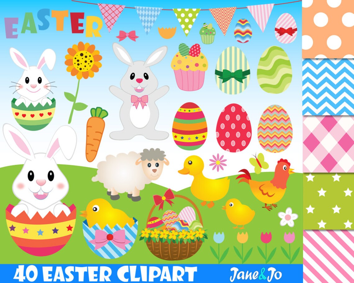 Sale Easter Clipart Easter Clip Art Easter Bunny | Etsy