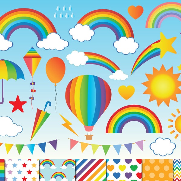 Rainbow Clipart - Etsy