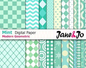 Mint Digital Paper | Etsy