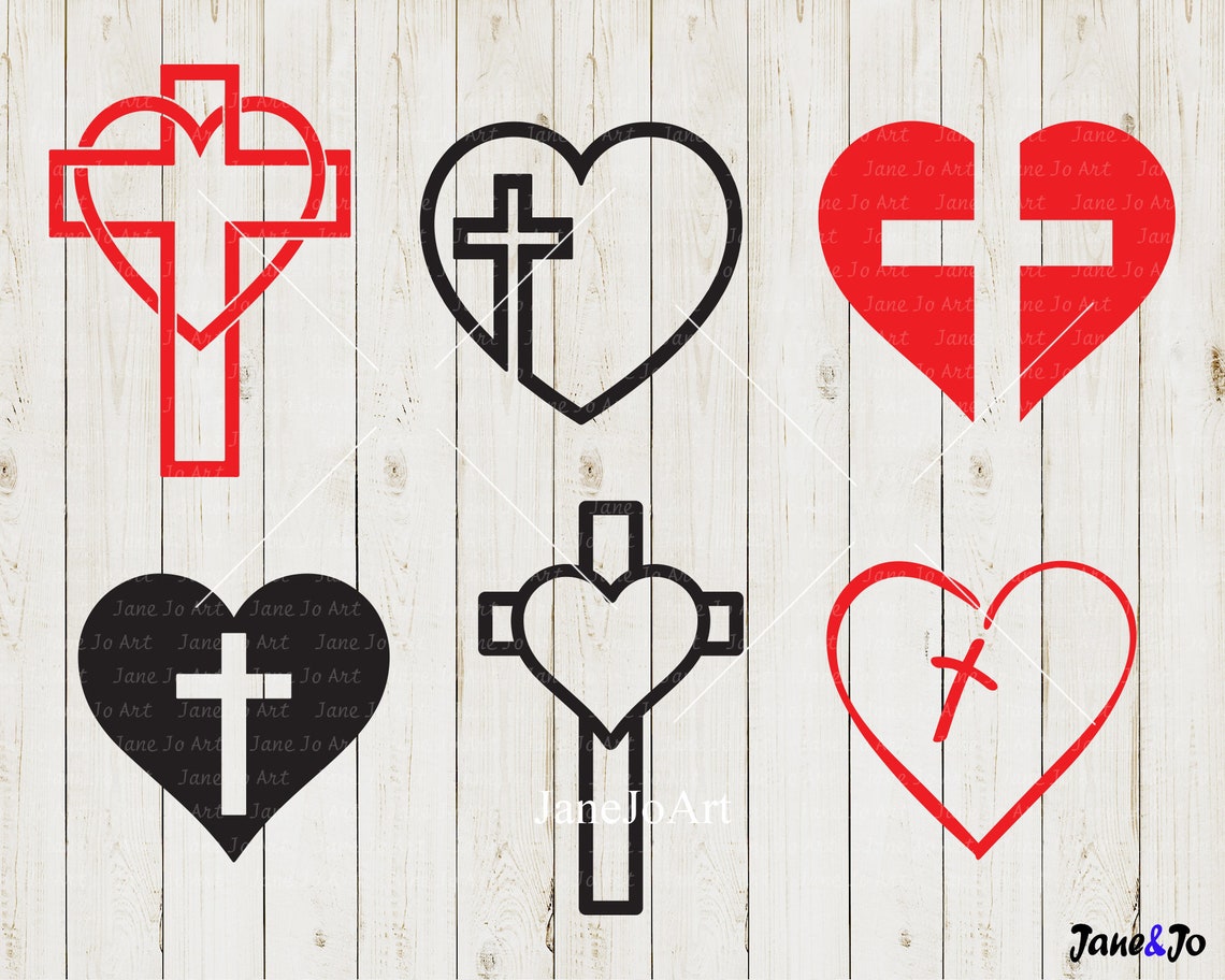 Heart and Cross SVG Files Jesus SVG Clip Art Faith Svg - Etsy