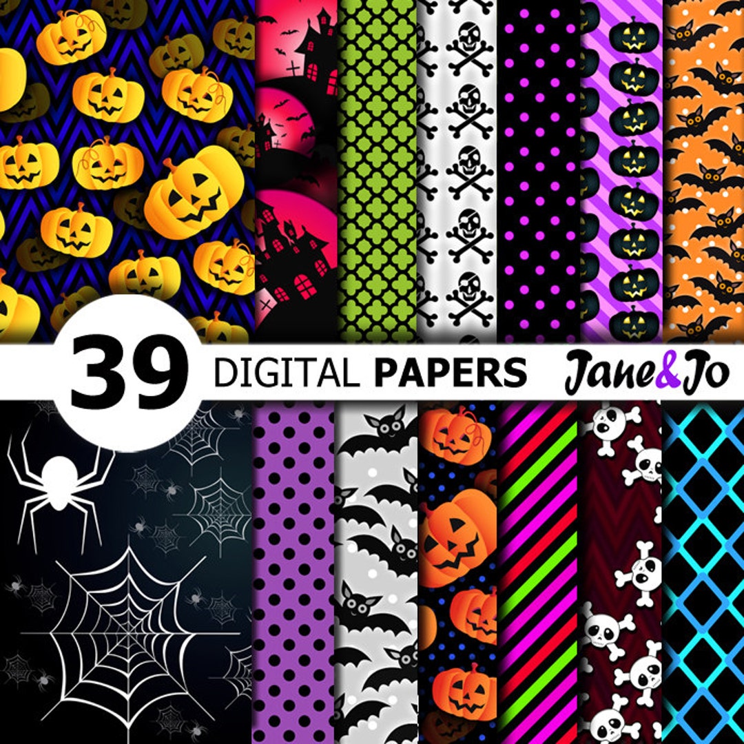 Halloween Digital Paper,colorful Halloween Party Printables Paper ...