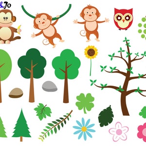 Jungle Animals Clipart and Digital Paper ,jungle Clipart, Animals ...