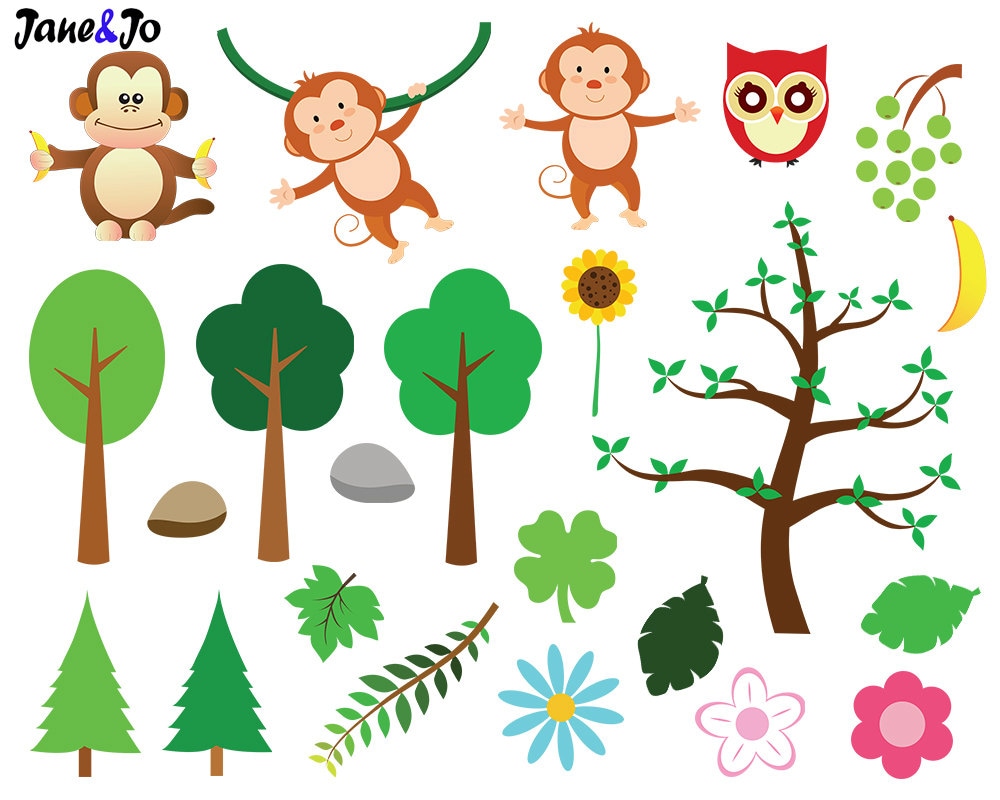 Jungle Animals Clipart and Digital Paper ,jungle Clipart, Animals ...