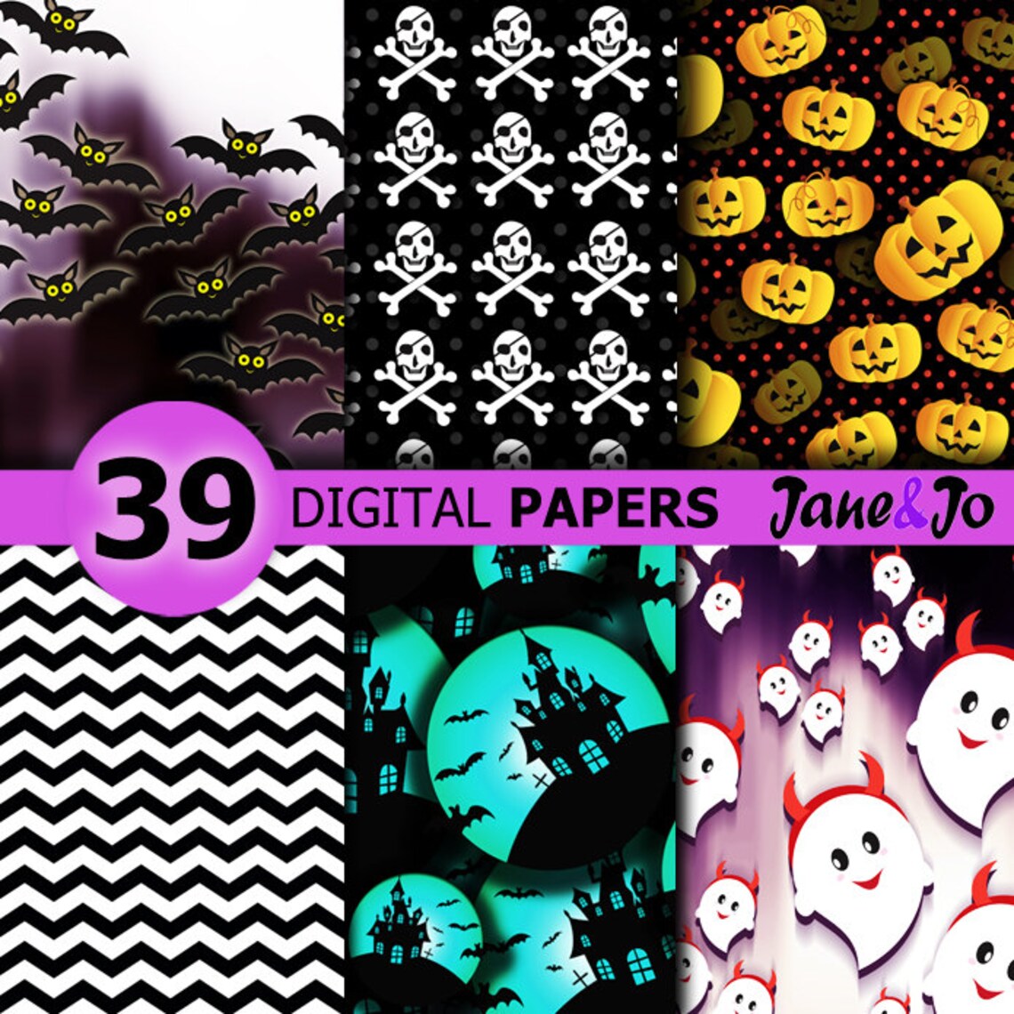 Halloween Digital Paperhalloween Papershalloween - Etsy
