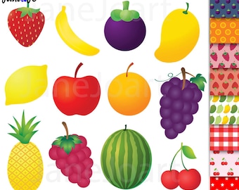22 Fruits Strawberry Melon Peach Mango Hand Drawn Fruits - Etsy