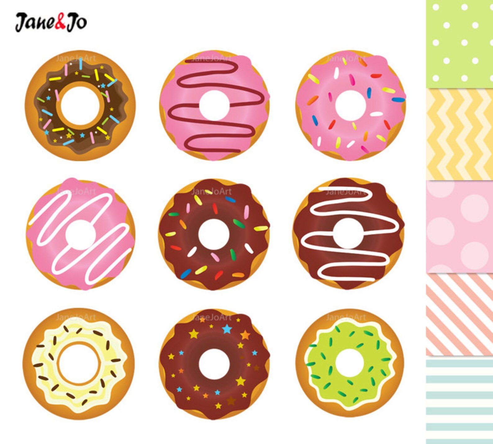 50% OFF SALE Donuts Clipart , Donuts Digital Clip Art , Sweet Doughnut ...