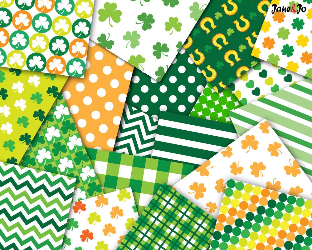St. Patrick's Day Digital Paperst Patricks Papergreen - Etsy