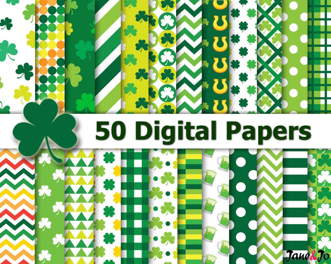 St. Patrick's Day Digital Paper,st Patricks Paper,green Digital Paper ...