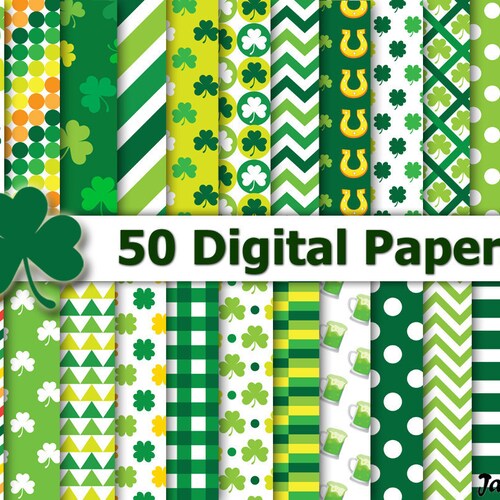 St. Patrick's Day Digital Paperst Patricks Papergreen - Etsy