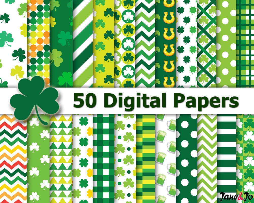St. Patrick's Day Digital Paper,st Patricks Paper,green Digital Paper ...