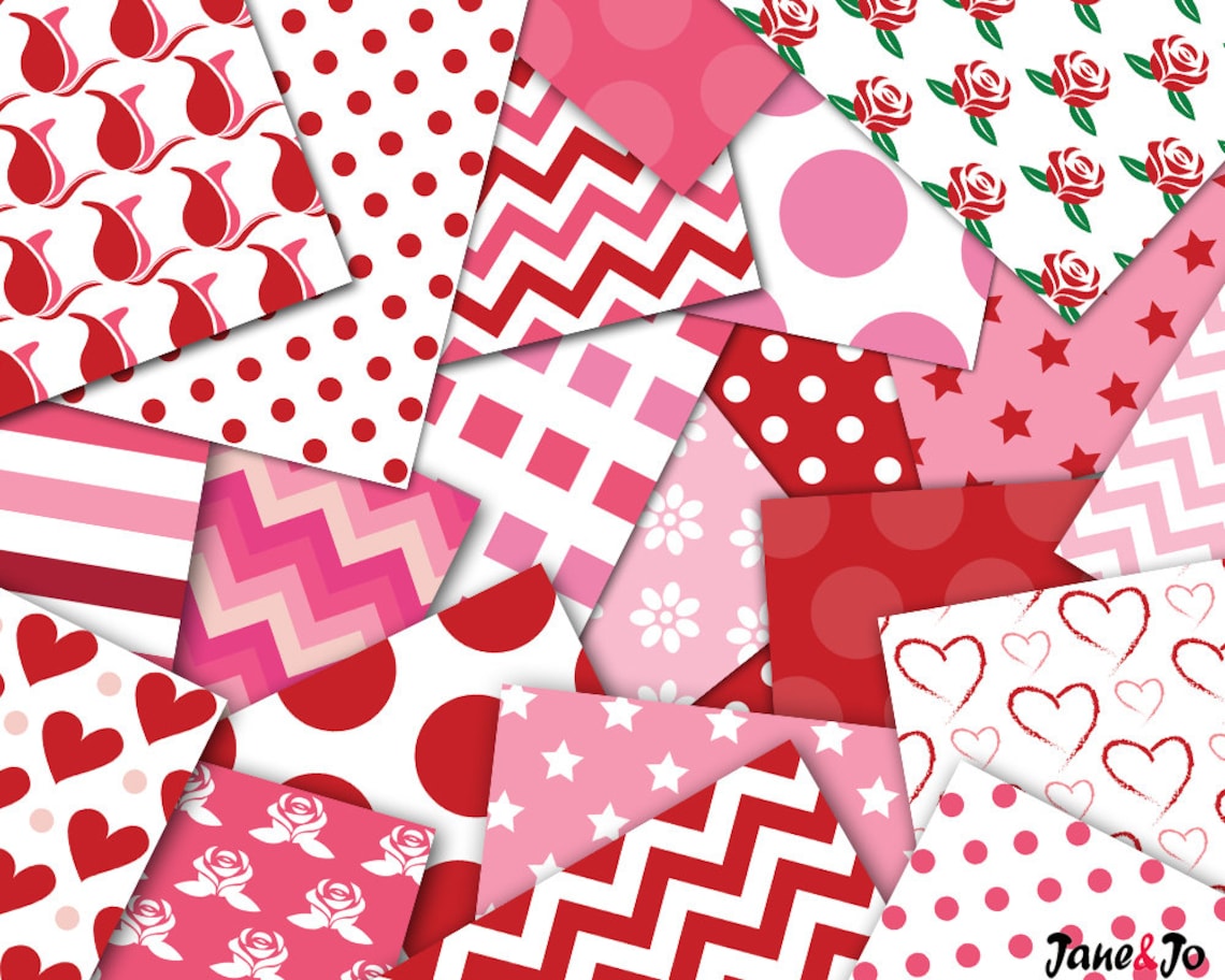 42 Valentine Digital Papersheart Digital Paperheart and - Etsy