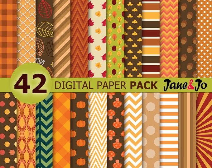 Fall Digital Paper , Fall Paper, Fall Patterns , Autumn Digital Paper ...