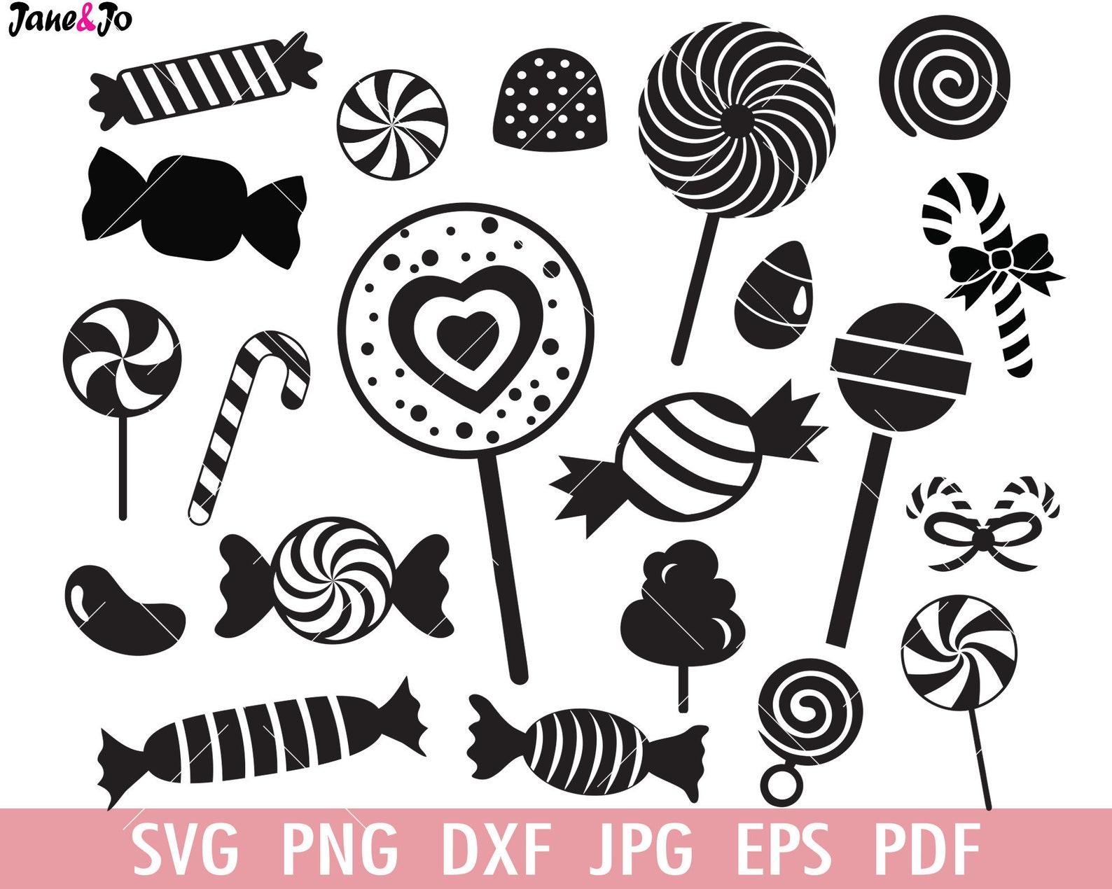 21 Candy Svg Bundle Candy Vector Candy Clipart Circut Cutting File Dxf