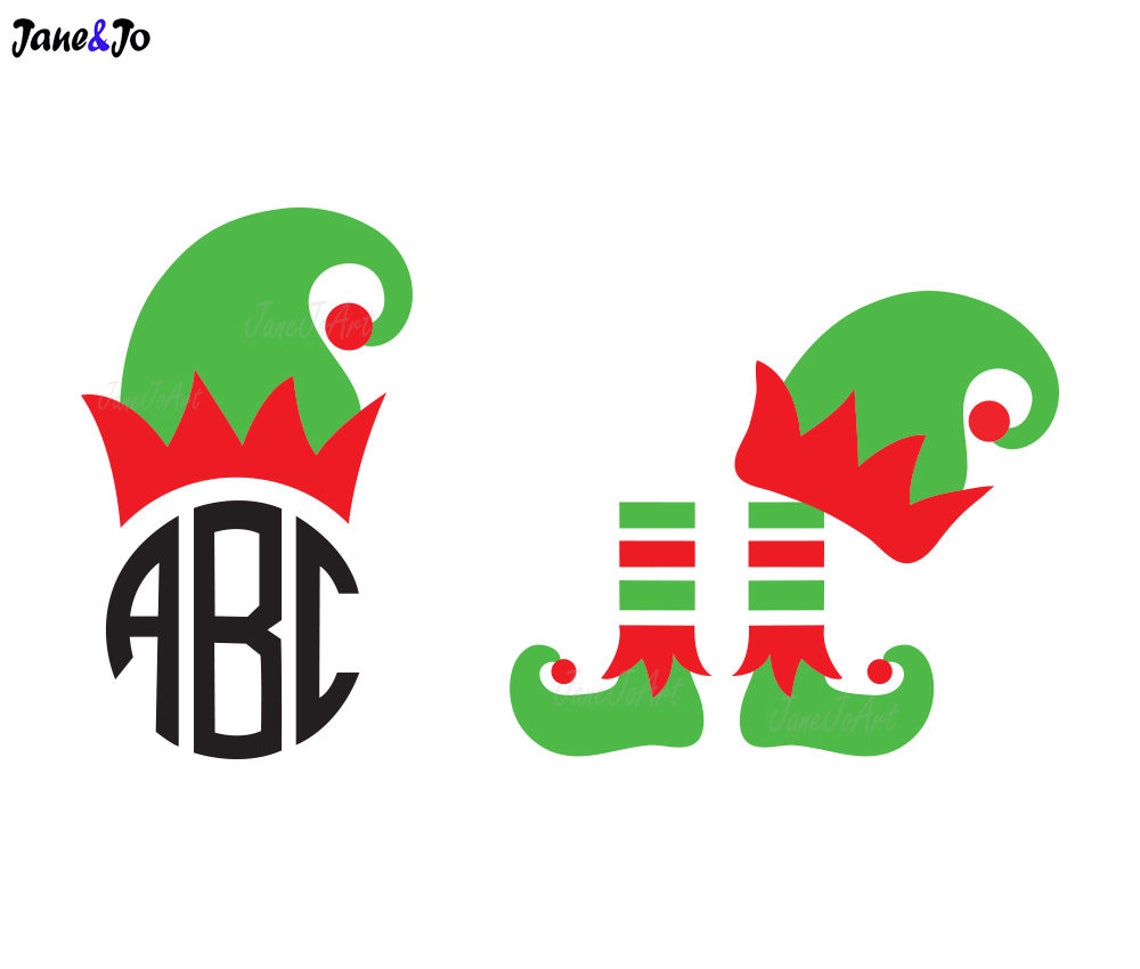 Elf Hat Svg,elf Feet Svg,christmas Monogram Svg,christmas Vector,elf ...