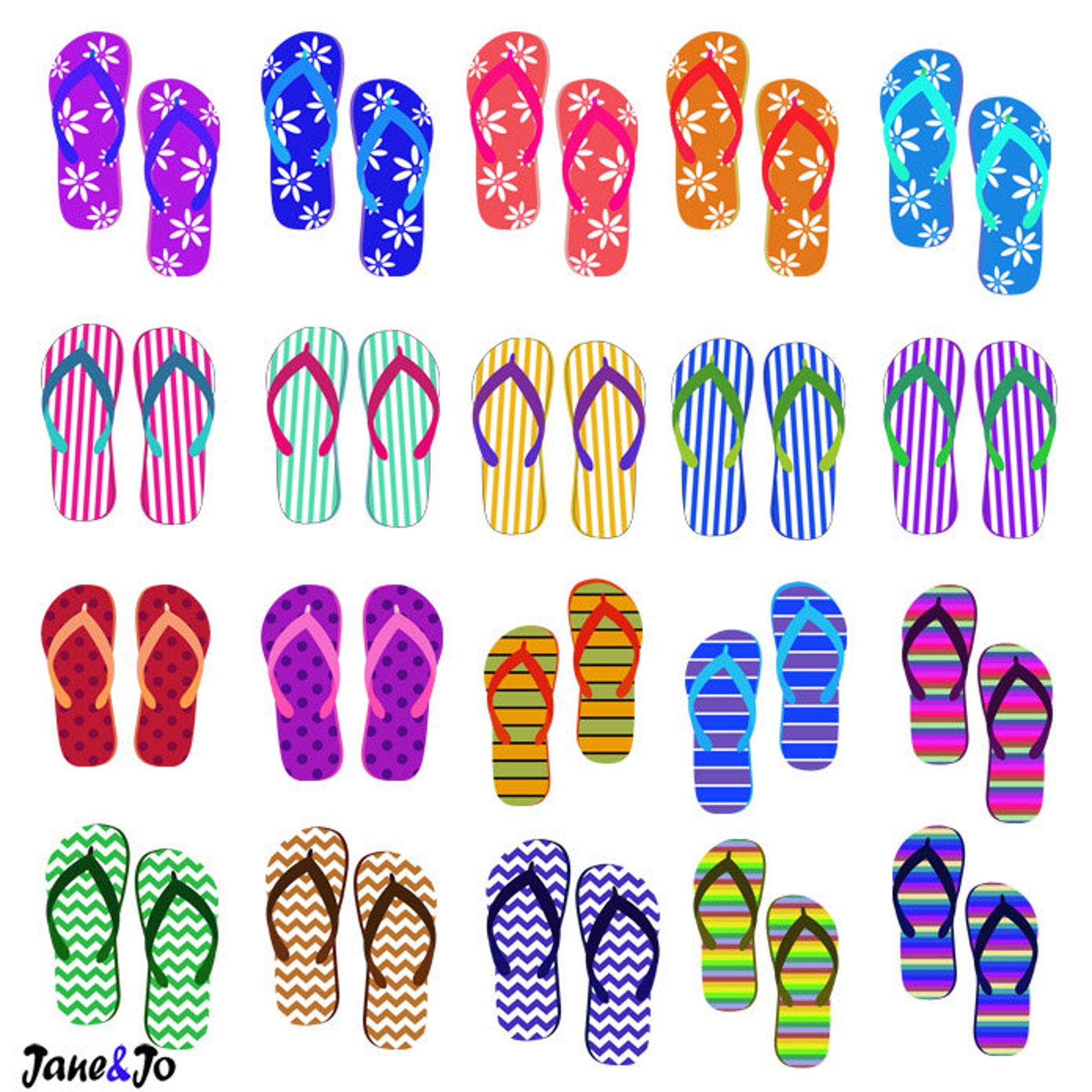 72 Flip Flops Clipart Flip Flops Clip Art shoes | Etsy UK