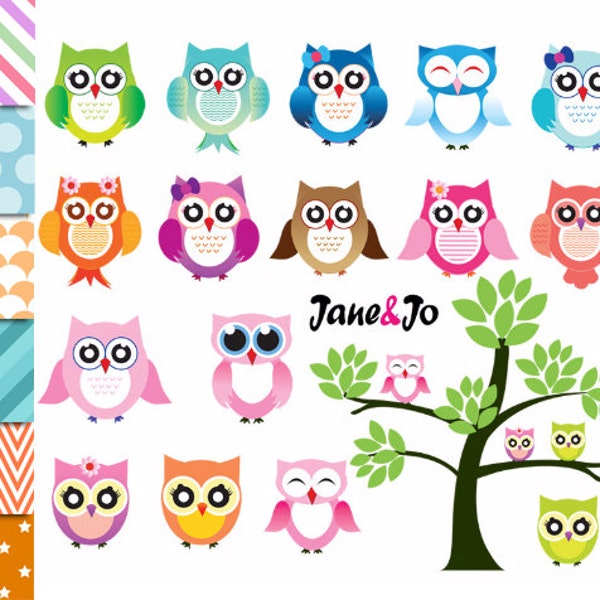 Purple Owl Clipart - Etsy