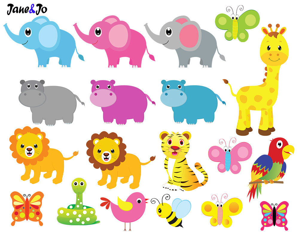 Jungle Animals Clipart and Digital Paper jungle Clipart - Etsy