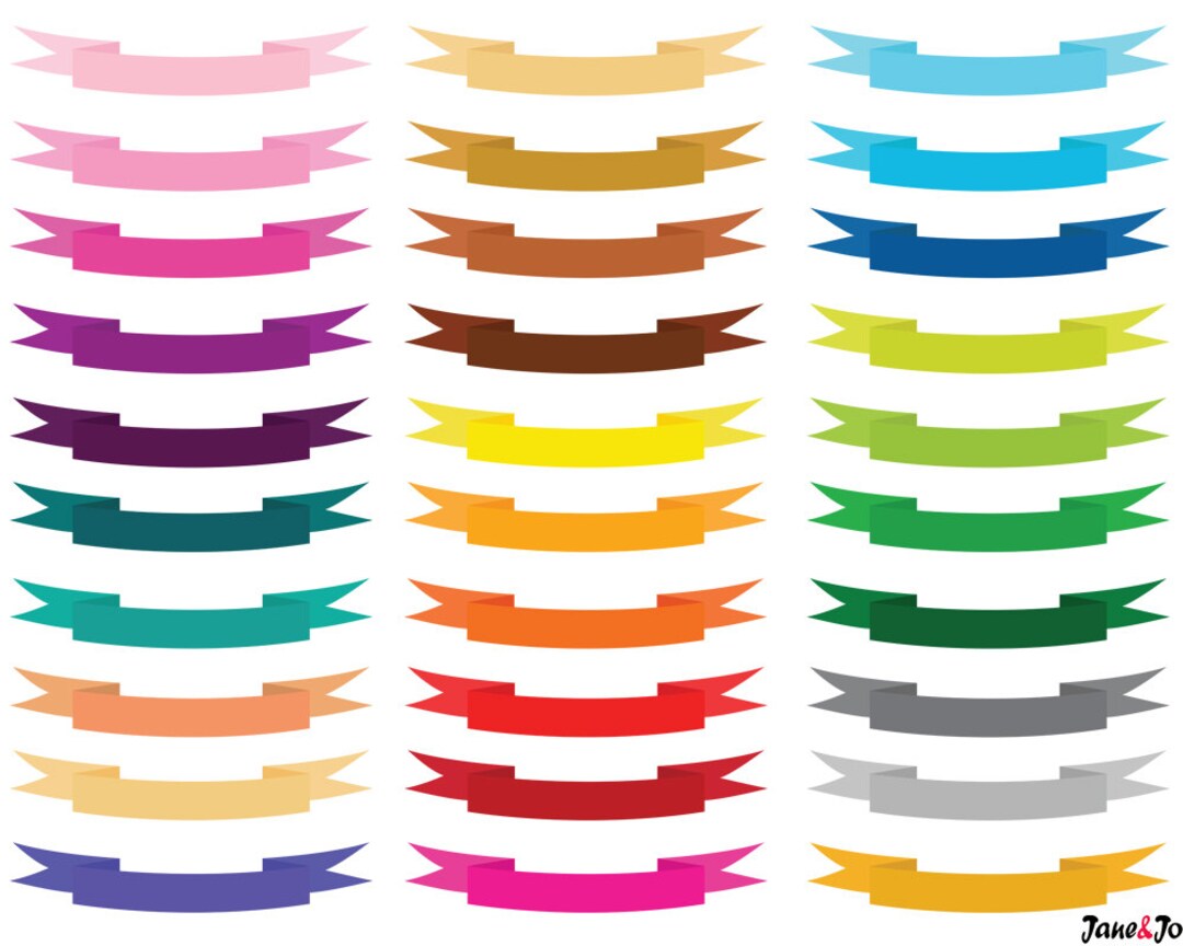 30 Rainbow Ribbon Banner Clipart,ribbon Banner Clipart,ribbon Clipart ...