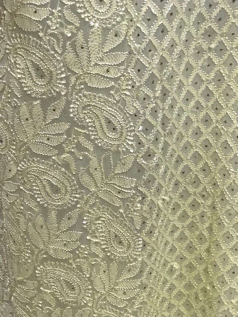 Lucknow CHIKANKARI Hand Embroidery With MUKAISH Work Indian - Etsy Hong ...