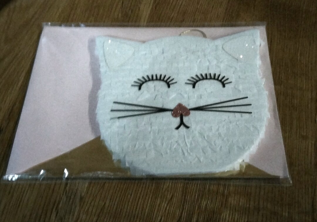 White Cat Face Card - Etsy