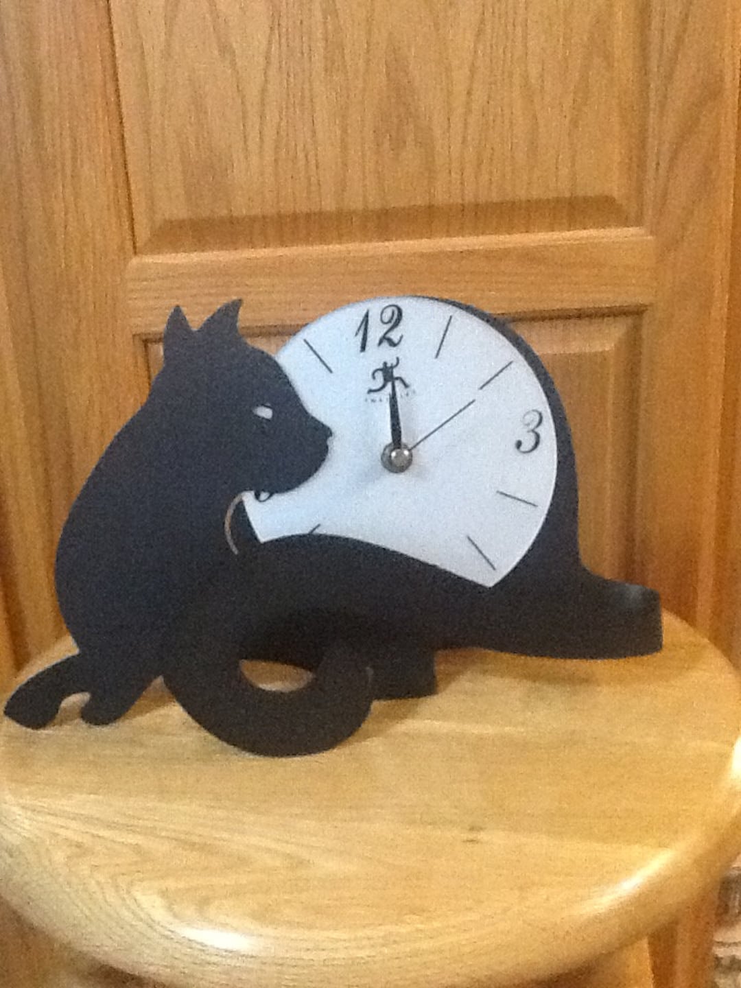 Large Black Cat Metal Clock - Etsy