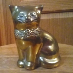 Vintage Gold Metal Cat - Etsy