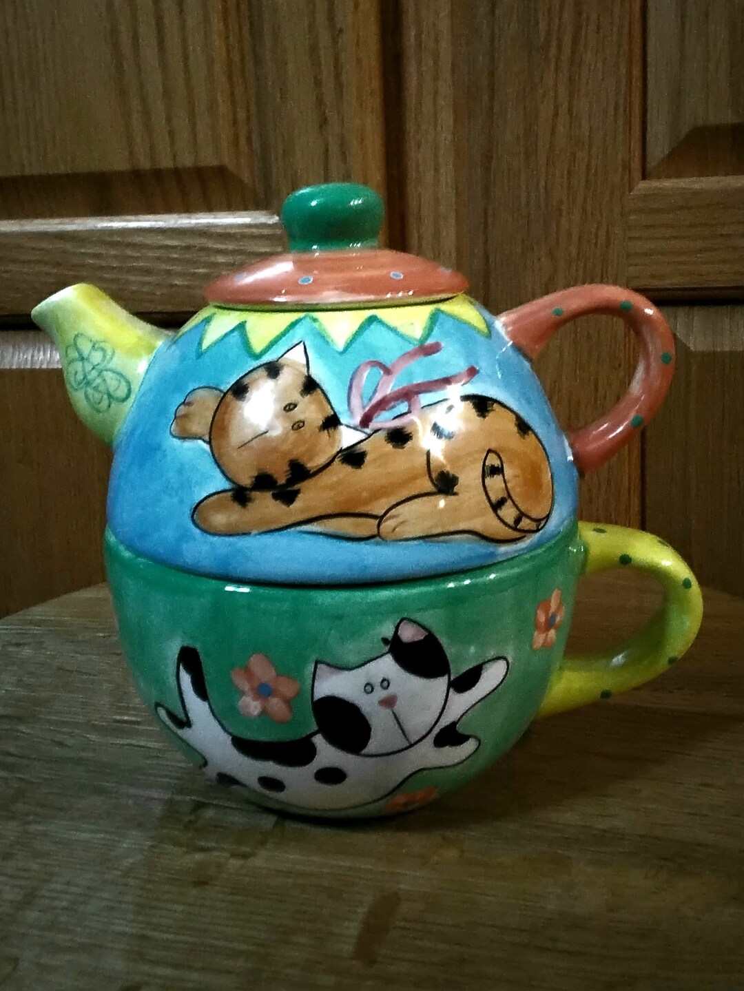 Vintage Three Piece Cat Teapot - Etsy