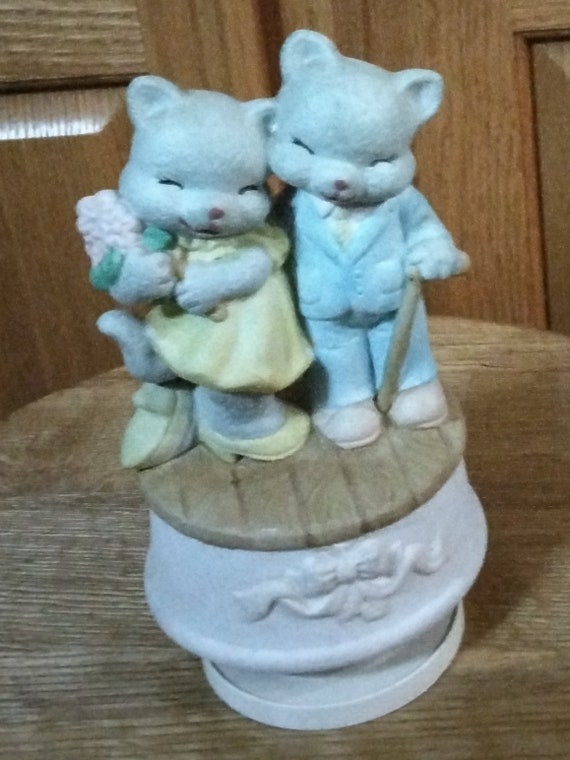 Vintage Pair of Cats Music Box - Etsy