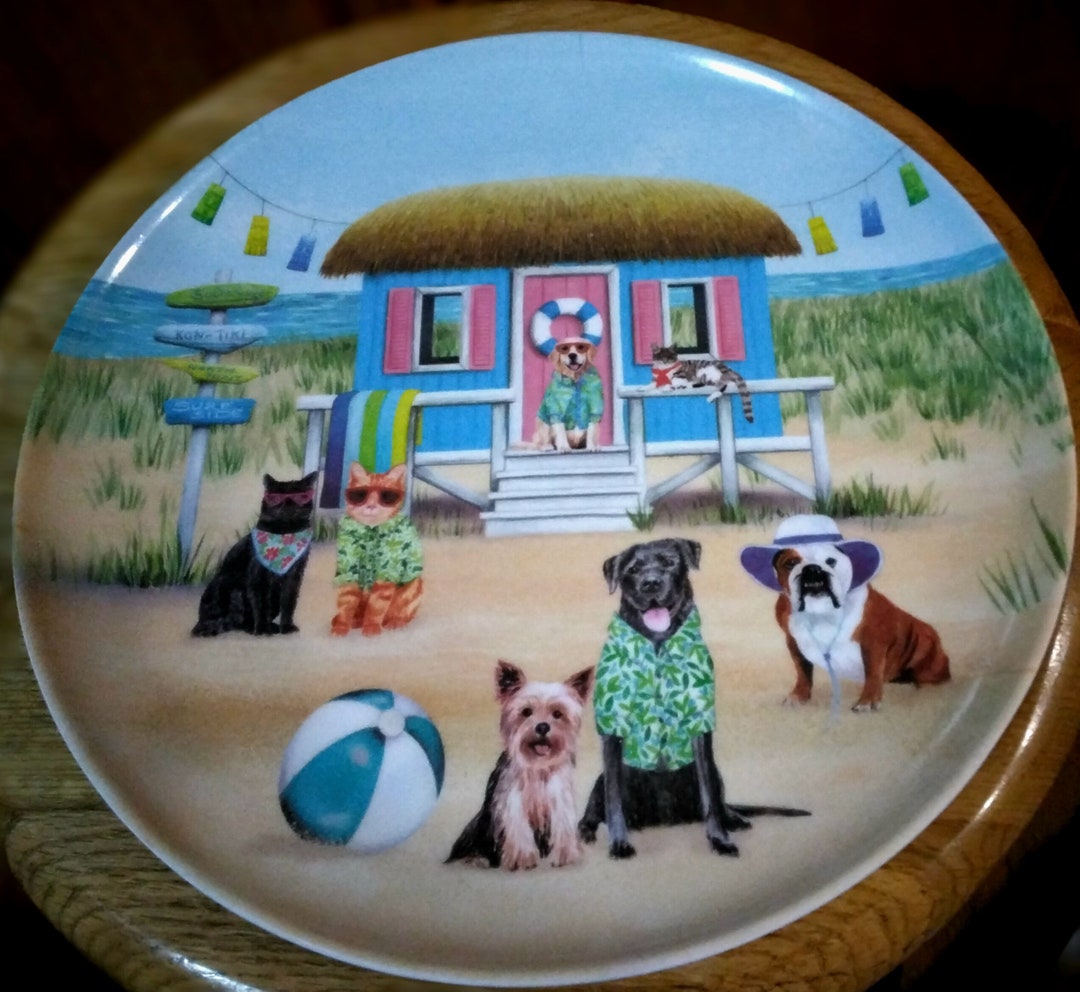 Adorable Cat and Dog Melamine Plate - Etsy
