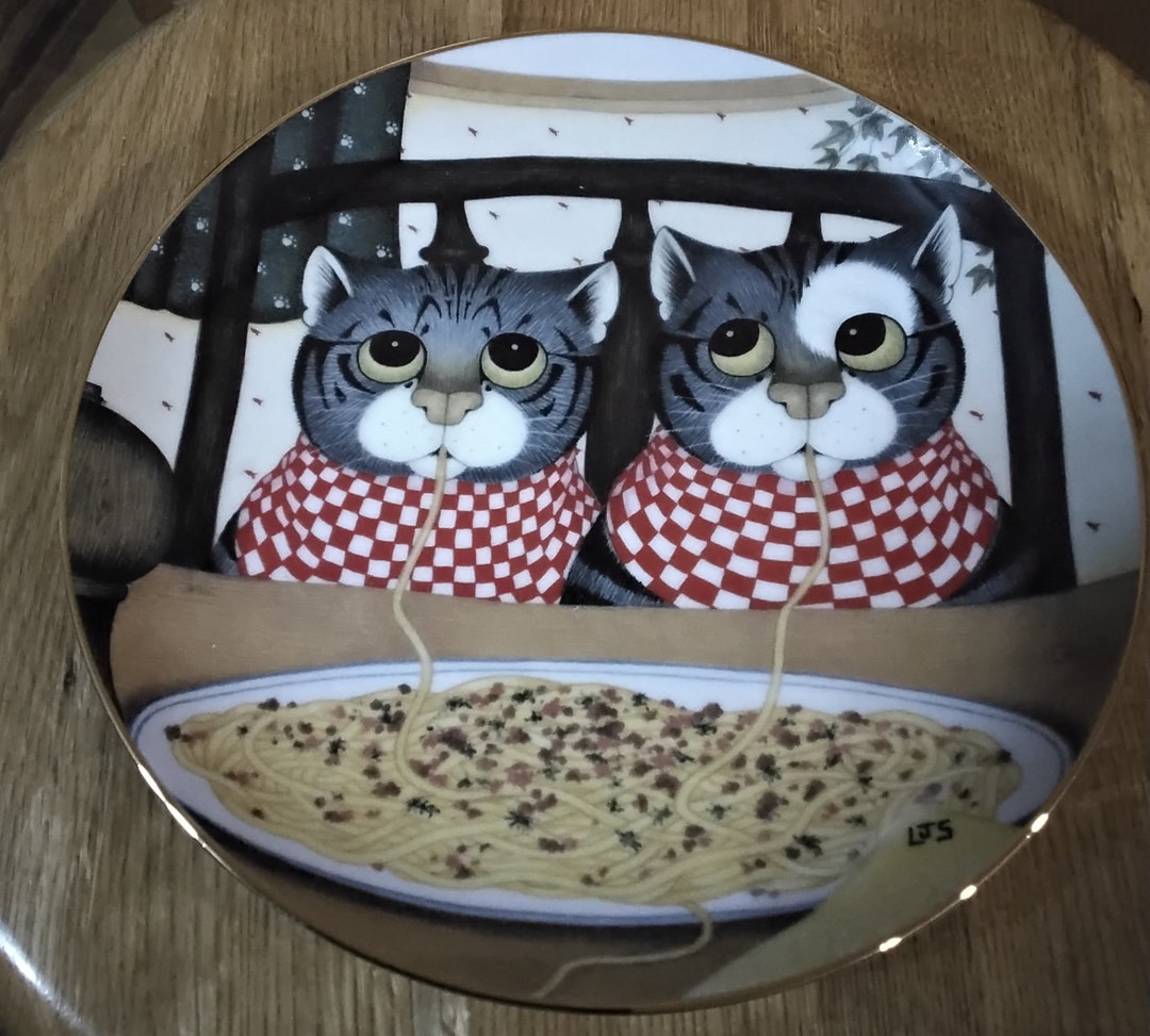 Rare Vintage Comical Cat Plate " Spaghetti Night " Plate - Etsy