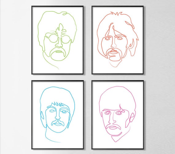 Beatles Black And White Drawing