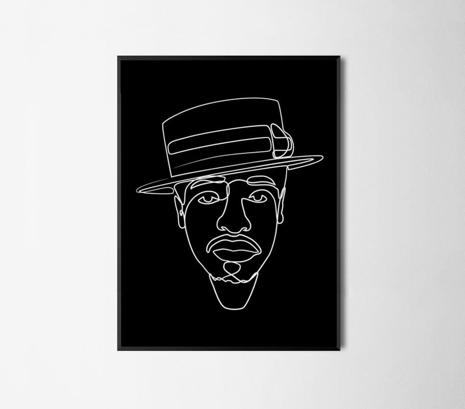 Andre 3000 Continuous Line Drawing Portrait - Singer Wall Art Poster ...