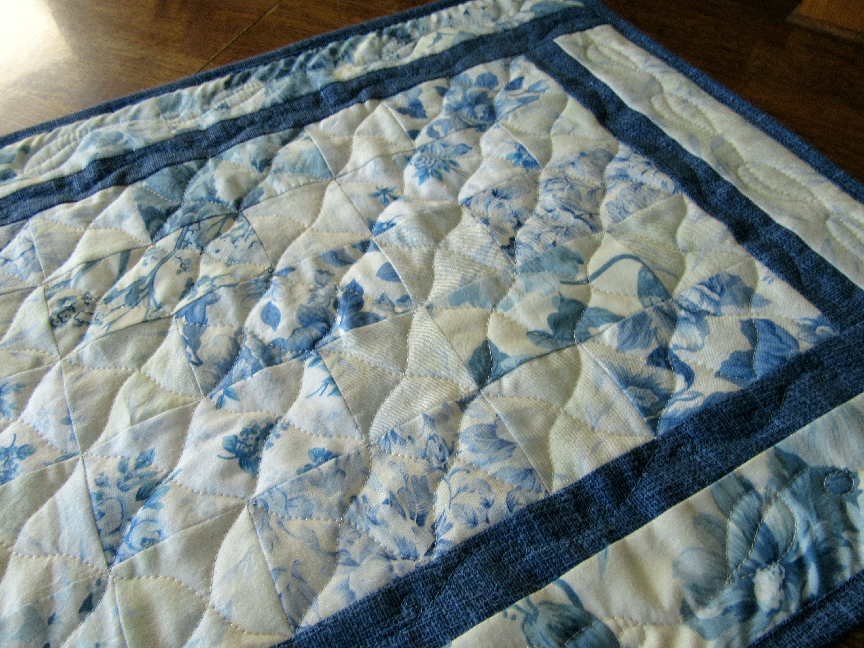 Delft Blue and White Quilted Table Runner, 16 X 40 - Etsy