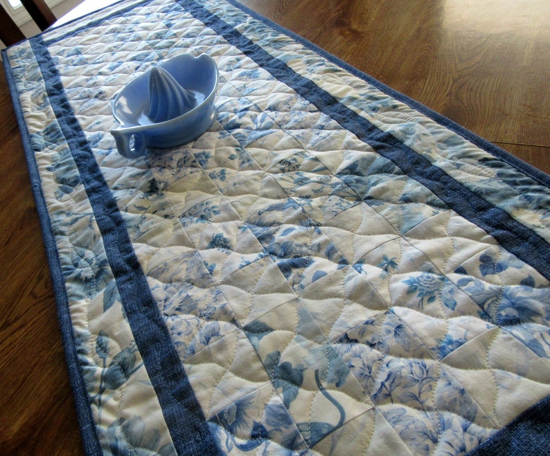 Delft Blue and White Quilted Table Runner, 16 X 40 - Etsy