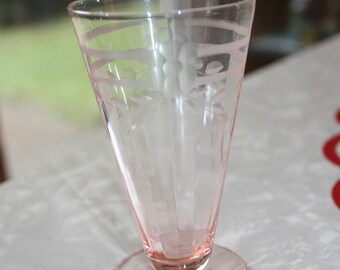 Pink etched glass | Etsy